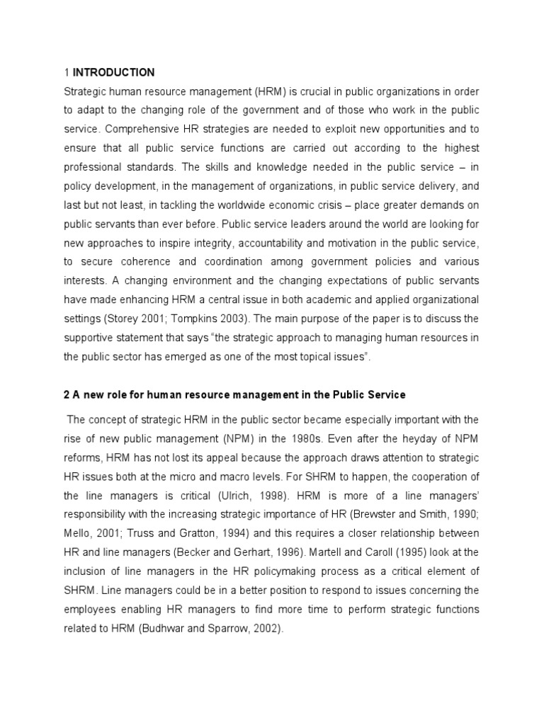 Strategic HRM in Public Sector Challenges | PDF | Human Resource ...