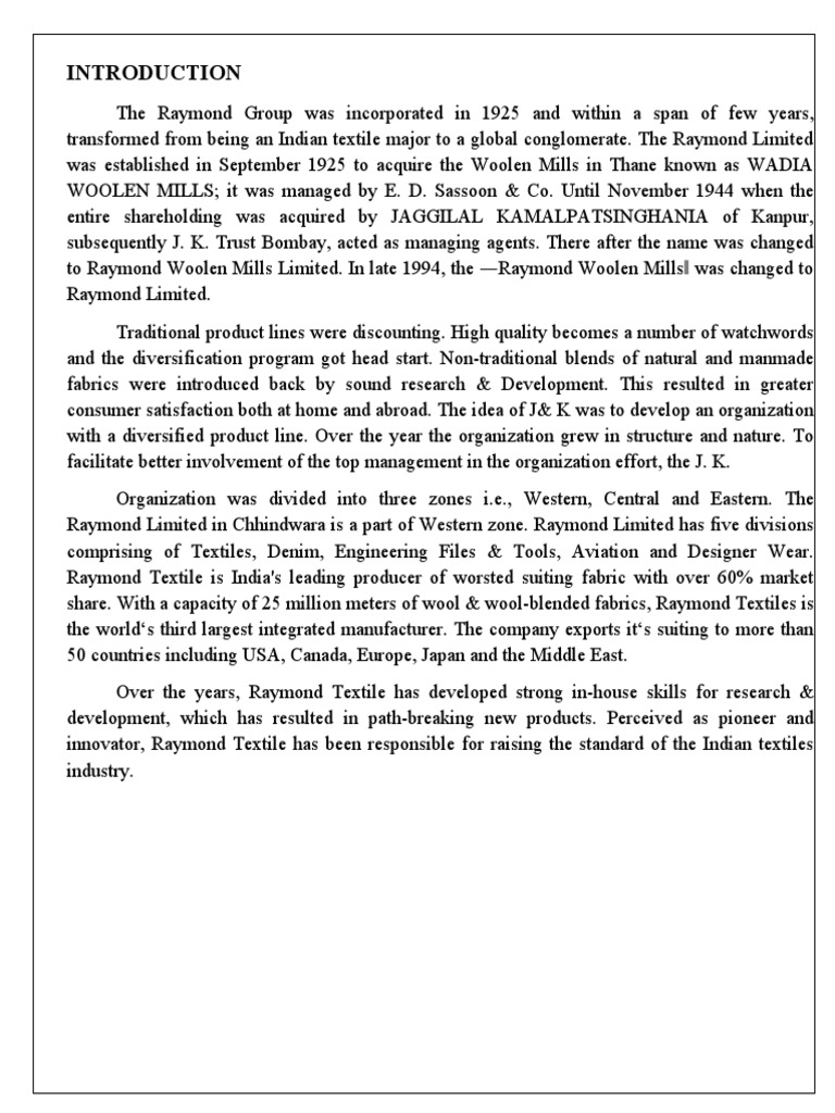 An Overview of the Raymond Group: From Textiles to a Global ...