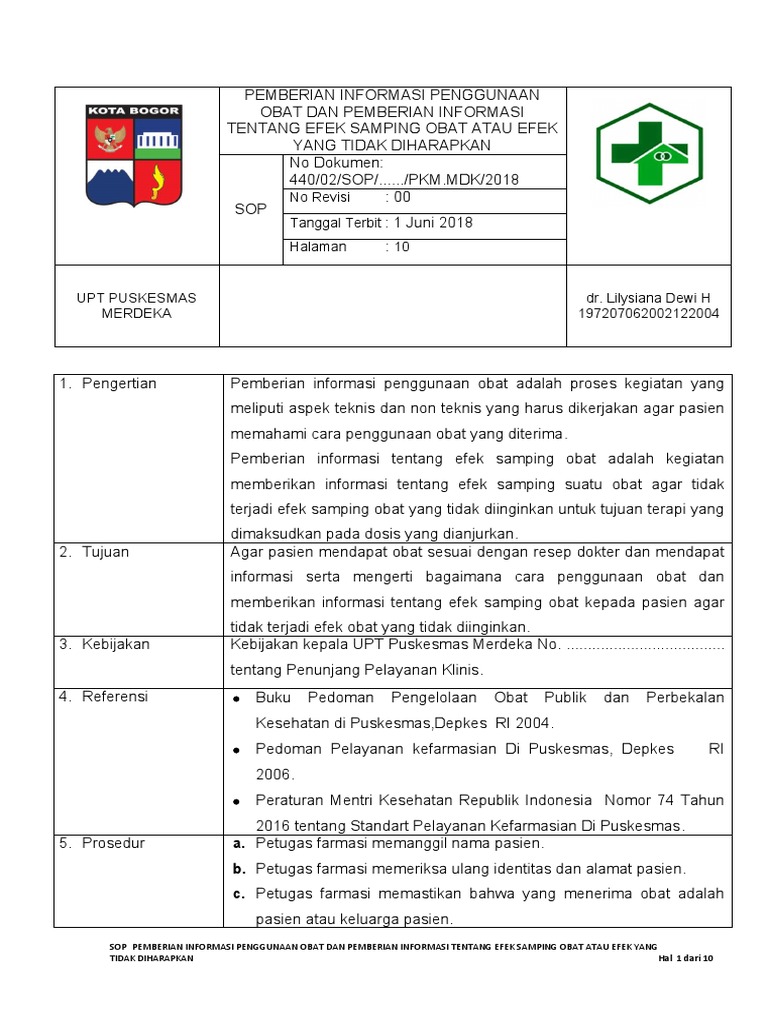 8.2.3.4 - 8.2.3.5 Pemberian Informasi Penggunaan Obat Dan Pemberian ...