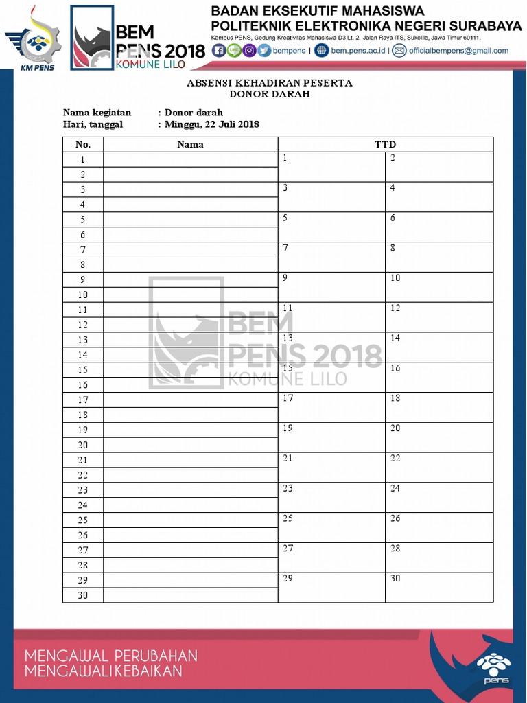 Absensi Donor Darah Dies Natalies | PDF