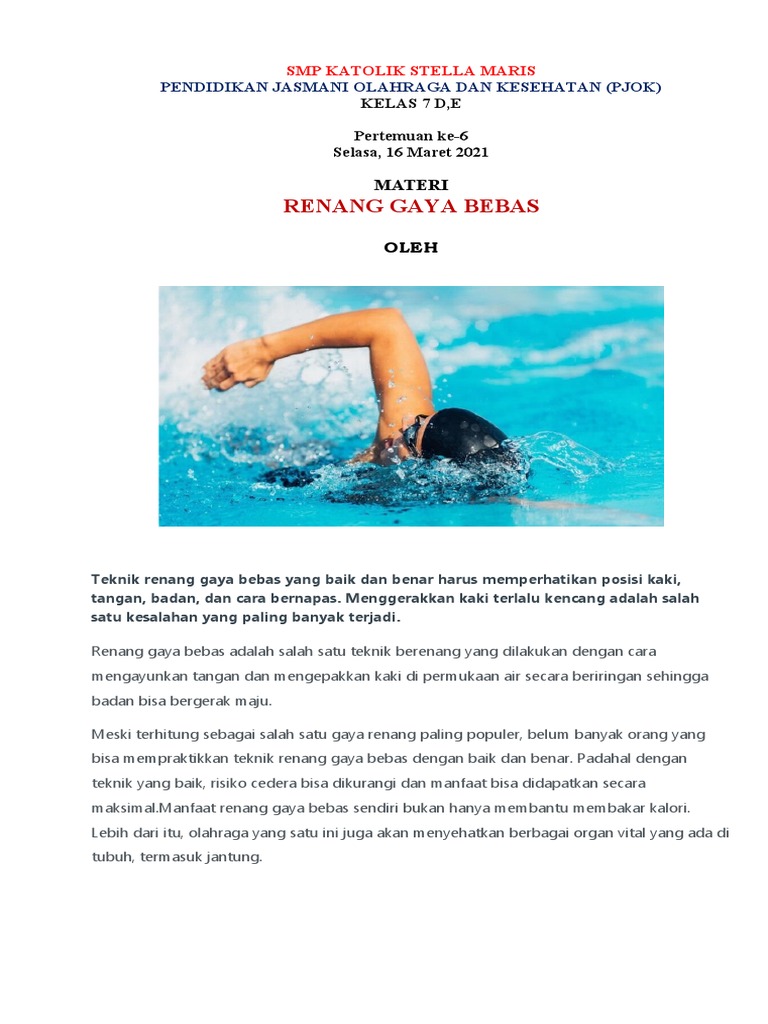 Pert. 6. Renang Gaya Bebas | PDF