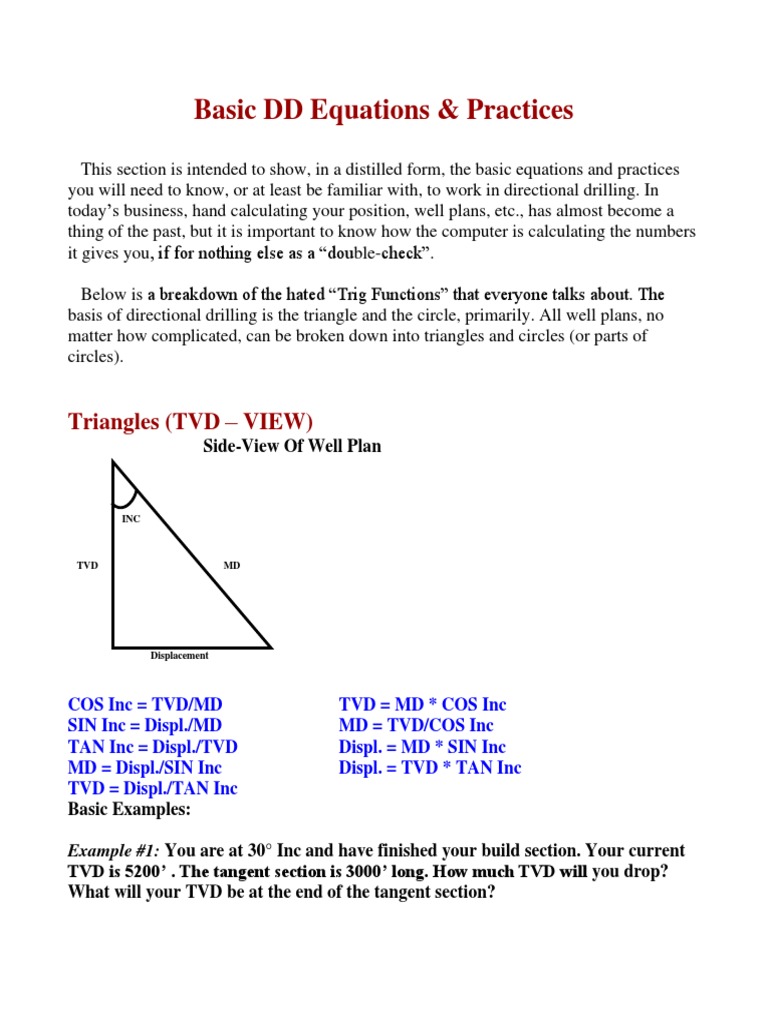 Basic DD Equations & Practices: Triangles (TVD - VIEW) | PDF ...