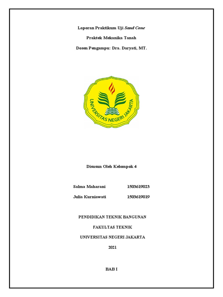 Kelompok 4 - Laporan Praktikum Uji Sand Cone | PDF