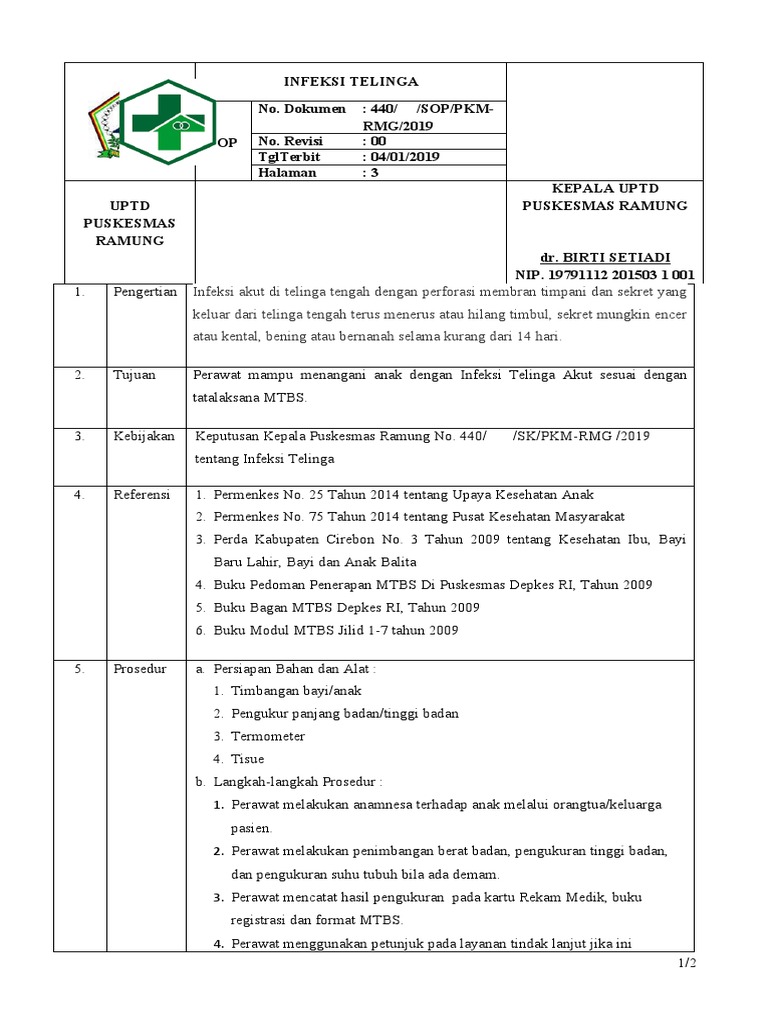 6.SOP Infeksi Telinga Akut | PDF
