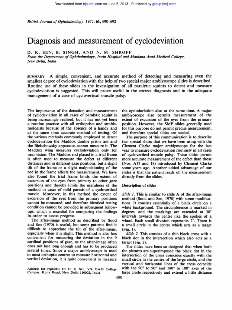 Diagnostic of Cyclodeviation | PDF | Rotation | Vision