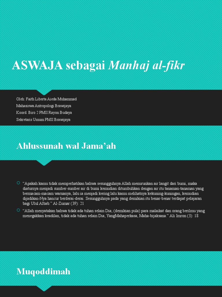 Aswaja: Manhaj Fikr dalam Islam | PDF