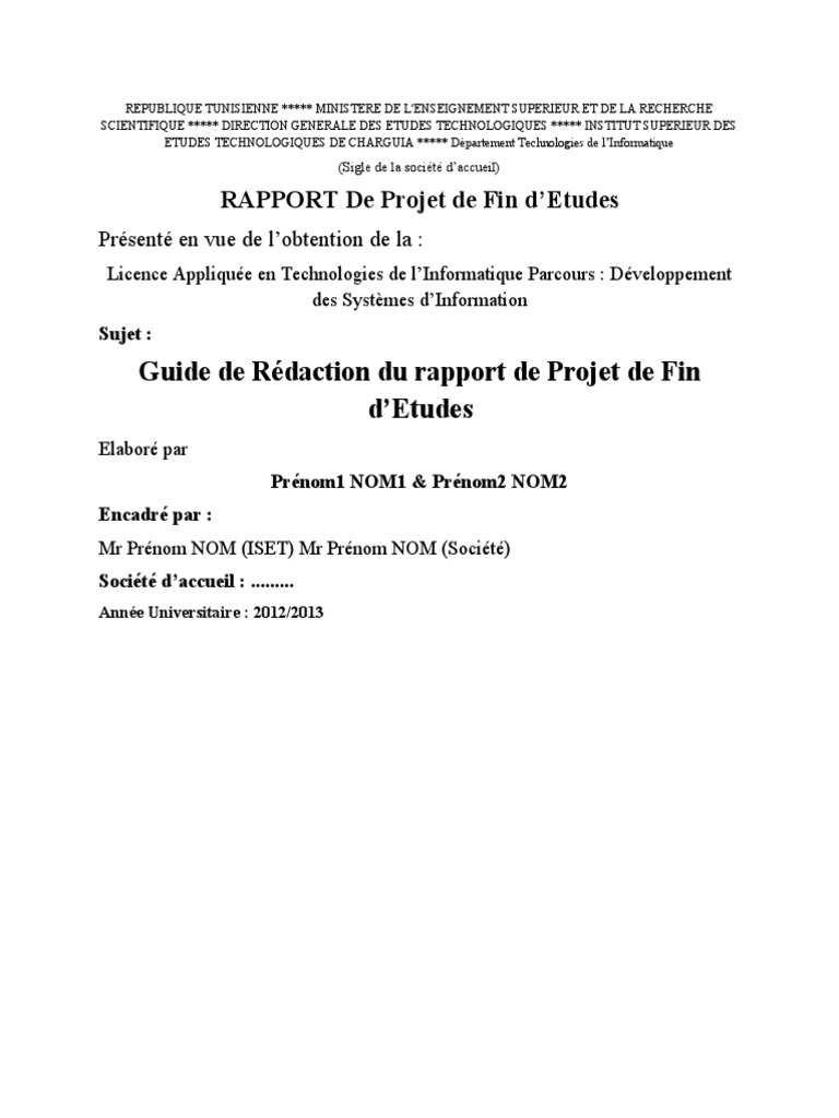 Guide Rédaction Rapport PFE | PDF | Cas d'utilisation | Application