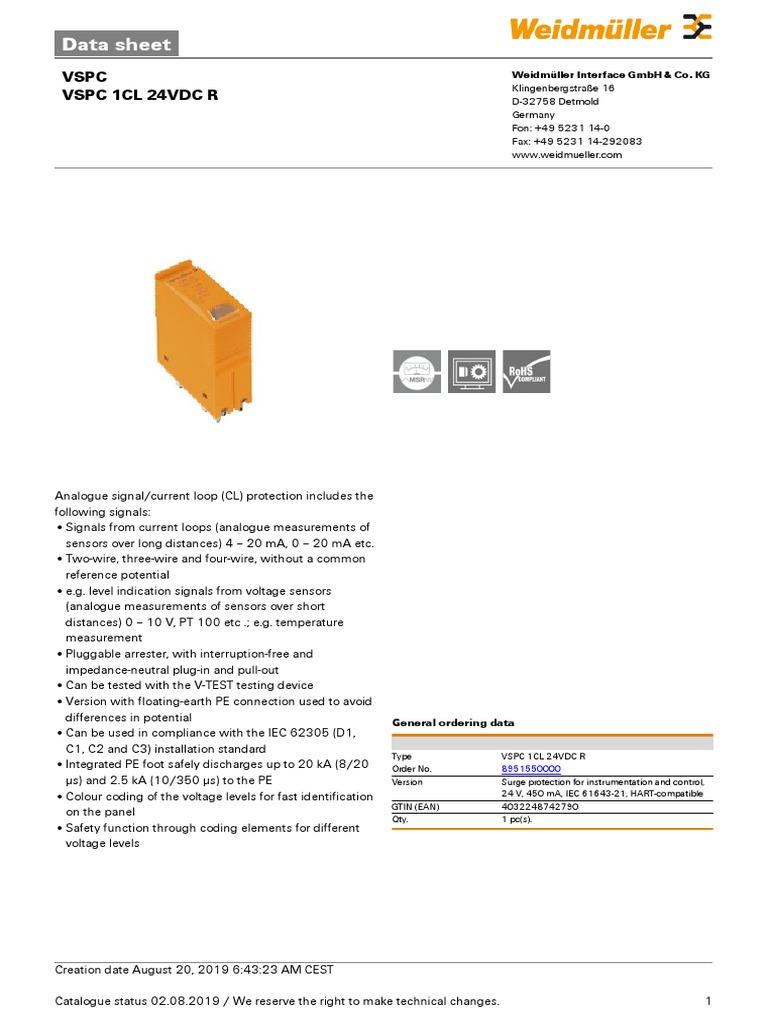 Data Sheet: VSPC VSPC 1Cl 24Vdc R | PDF