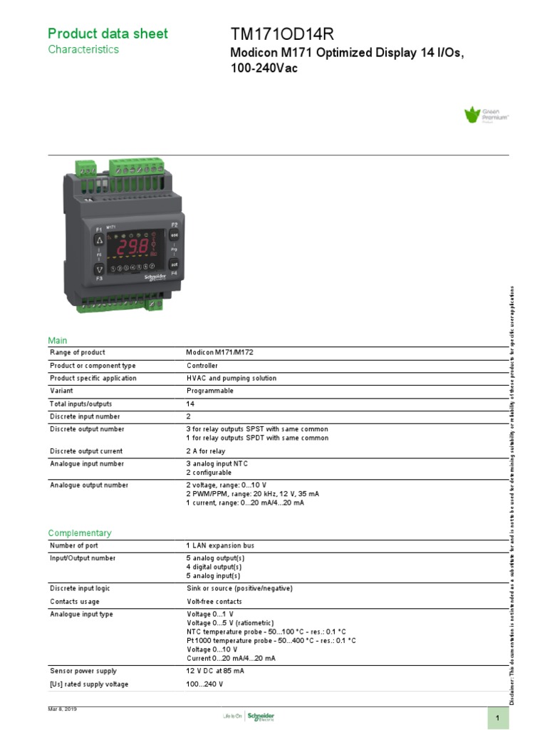 Modicon M171 - M172 - TM171OD14R | PDF | Relay | Power Supply