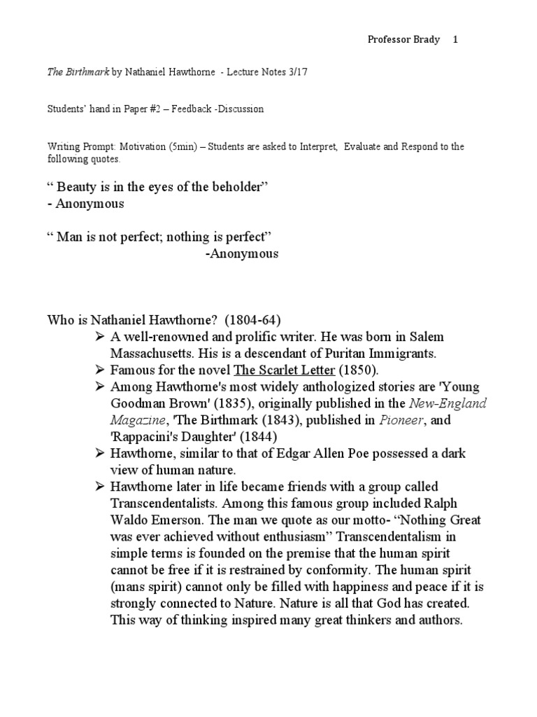 The Birthmark by Nathaniel Hawthorne | PDF | Nathaniel Hawthorne ...