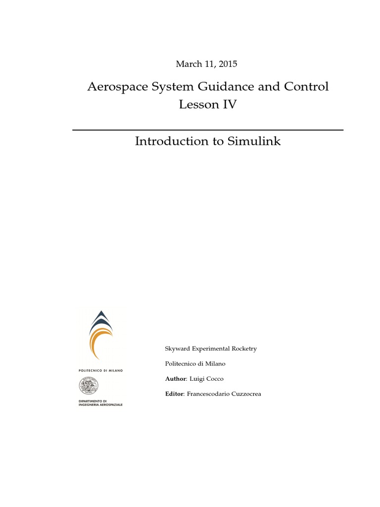 Aerospace System Guidance and Control Lesson IV Introduction To ...