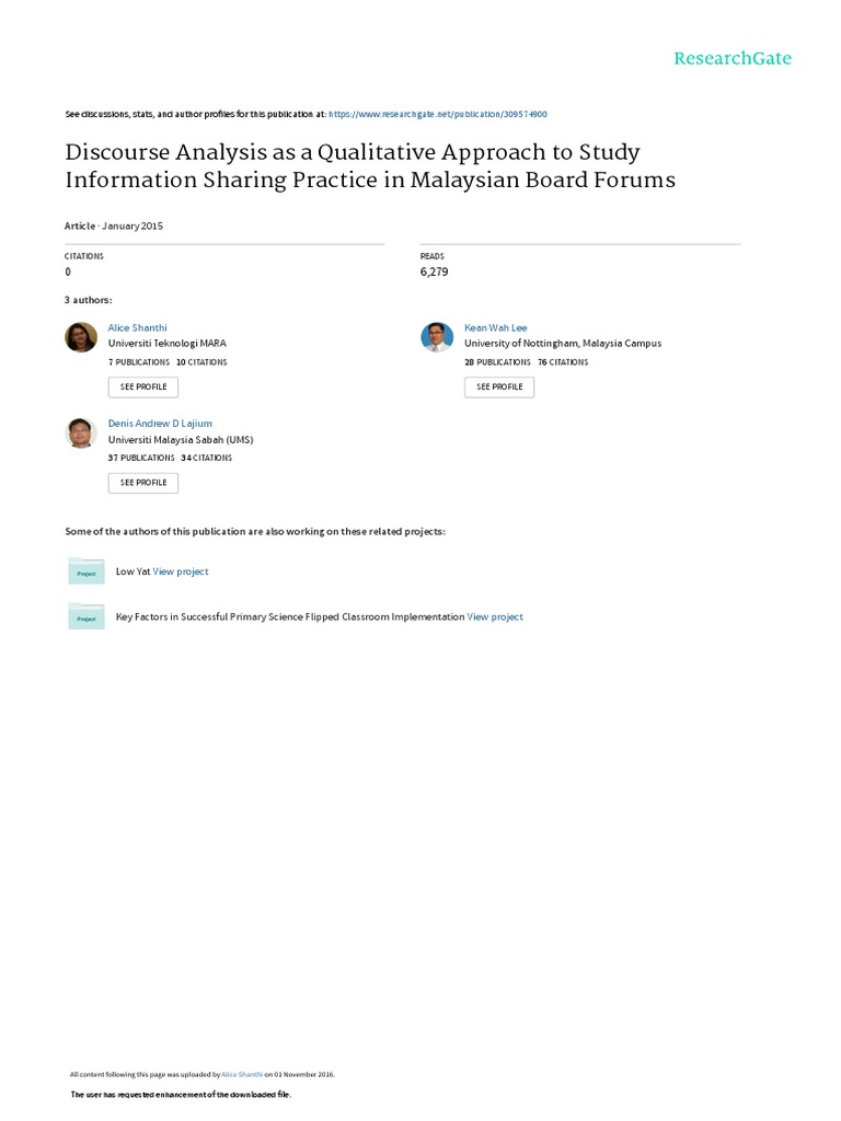Discourse Analysis As A Qualitative Approach To Study PDF