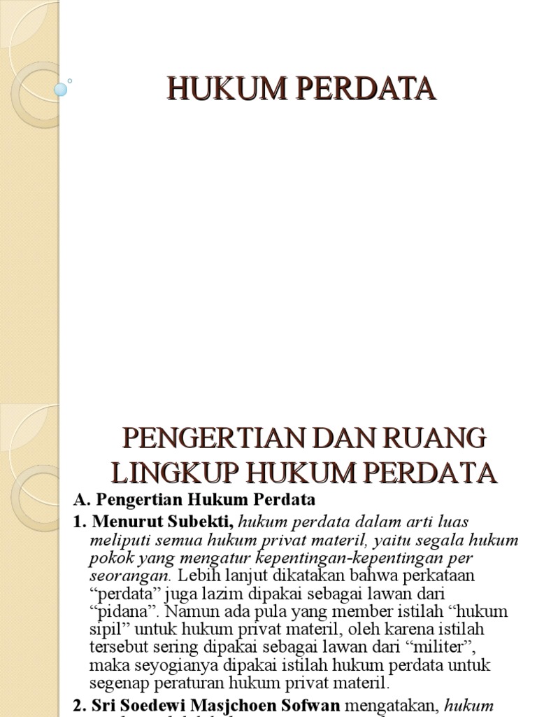 Pengertian Dan Ruang Lingkup Hukum Perdata | PDF
