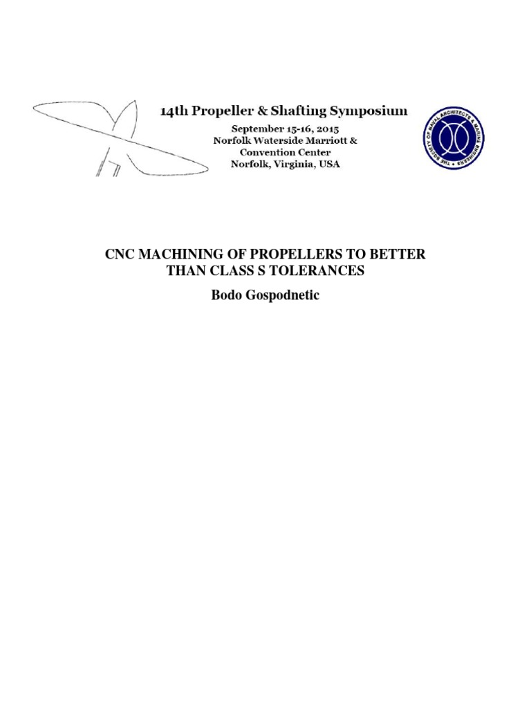 CNC Machining of Propellers To Better Than Class S Tolerances | PDF ...
