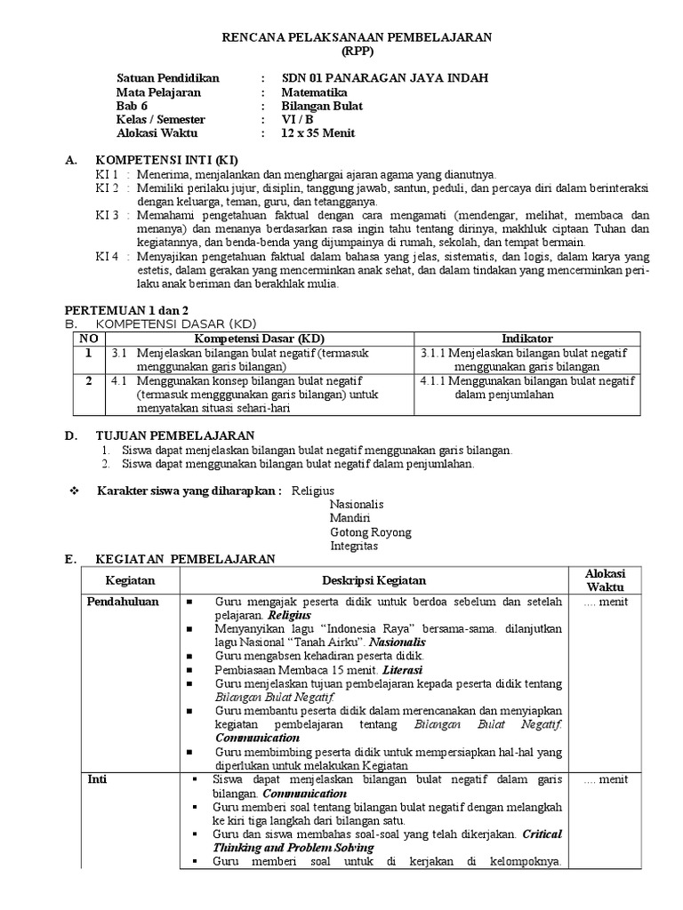 RPP Matematika Luring | PDF