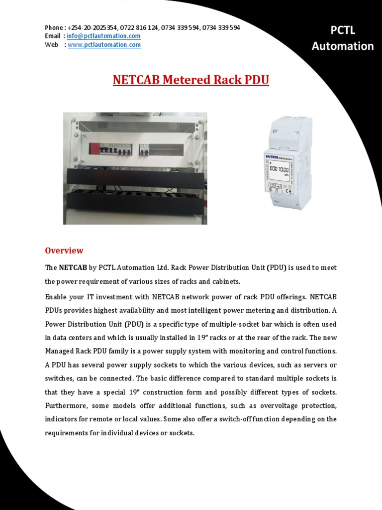 NETCAB Metered Rack PDU: PCTL Automation | PDF | Electrical Engineering | Electronics