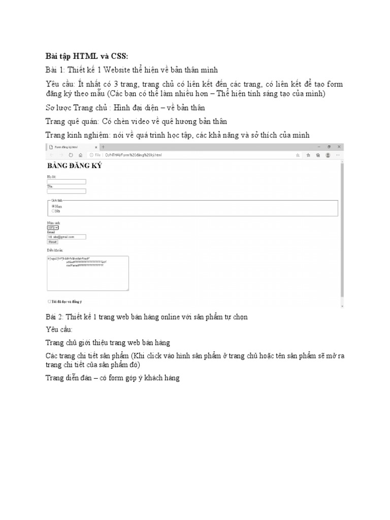 Bai tap html và css | PDF