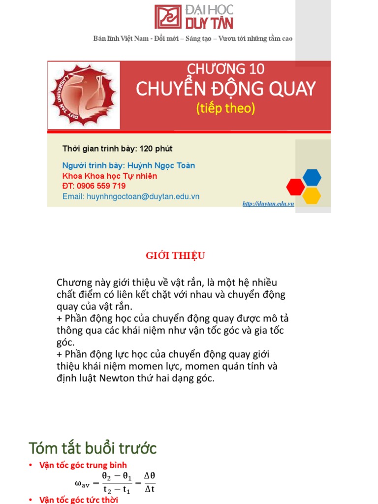 PHY 101 - Vat Li Dai Cuong A1 - Tieng Viet - 2020S - Lecture Slides - 13 | PDF