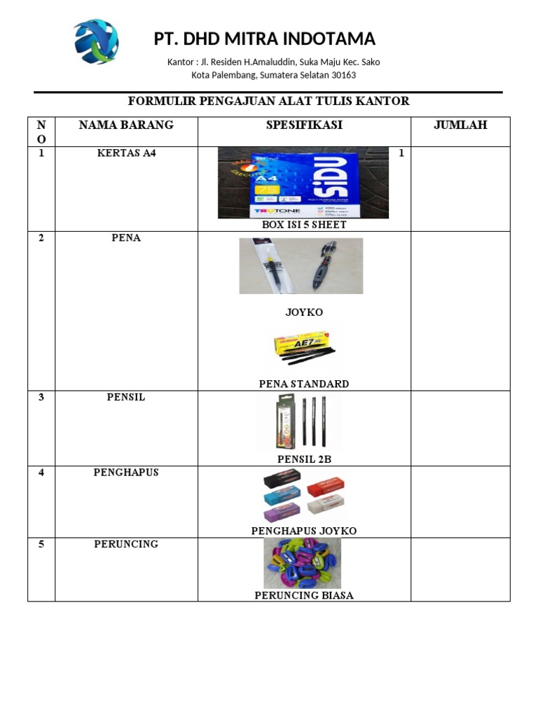 Formulir Pengajuan ATK PT. DHD | PDF