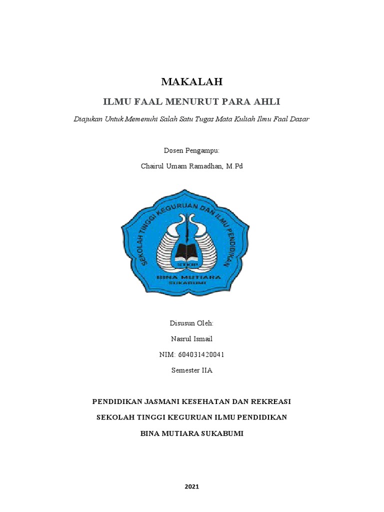 Makalah Ilmu Faal Dasar (Nasrul Ismail PJKR 2a) | PDF