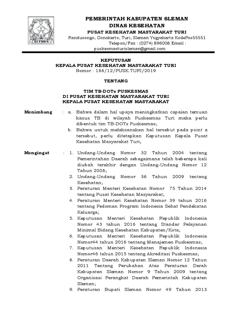 SK Tim TB DOTS 2019 | PDF