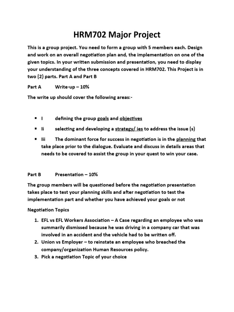 HRM702 Major Project: I Ii Iii | PDF | Business