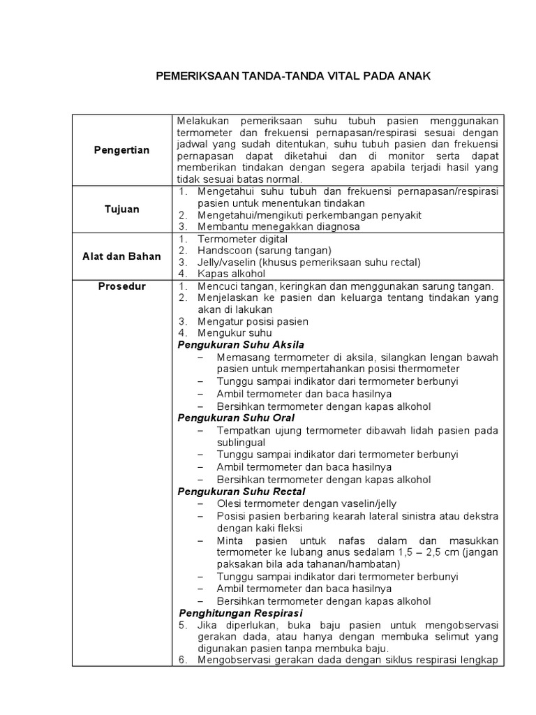 Prosedur TTV pada Anak Usia 3-4 Tahun | PDF | Sains & Matematika