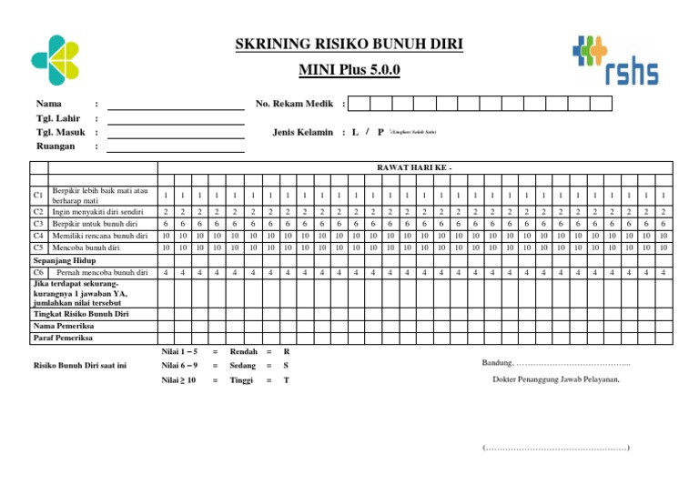 Skrining Risiko Bunuh Diri Mini Plus 5.0.0 | PDF