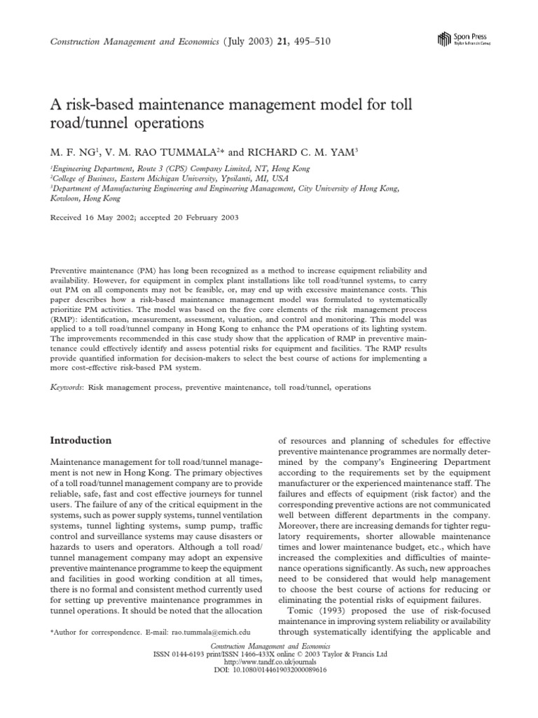 10 - Risk-Based Maintenance Management Model | PDF | Risk Management | Risk