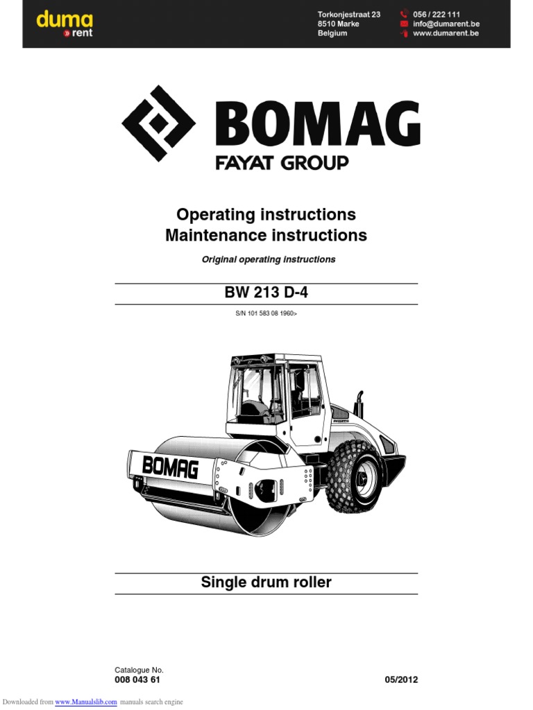Bomag BW213 | PDF | Manufactured Goods | Machines