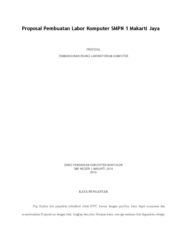 Proposal Pembuatan Labor Komputer SMPN 1 Makarti Jaya | PDF