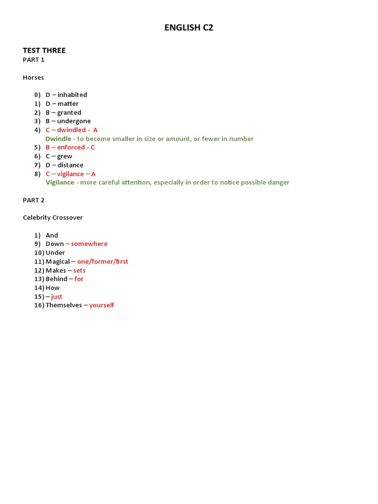C2 English Test: Vocabulary & Comprehension | PDF