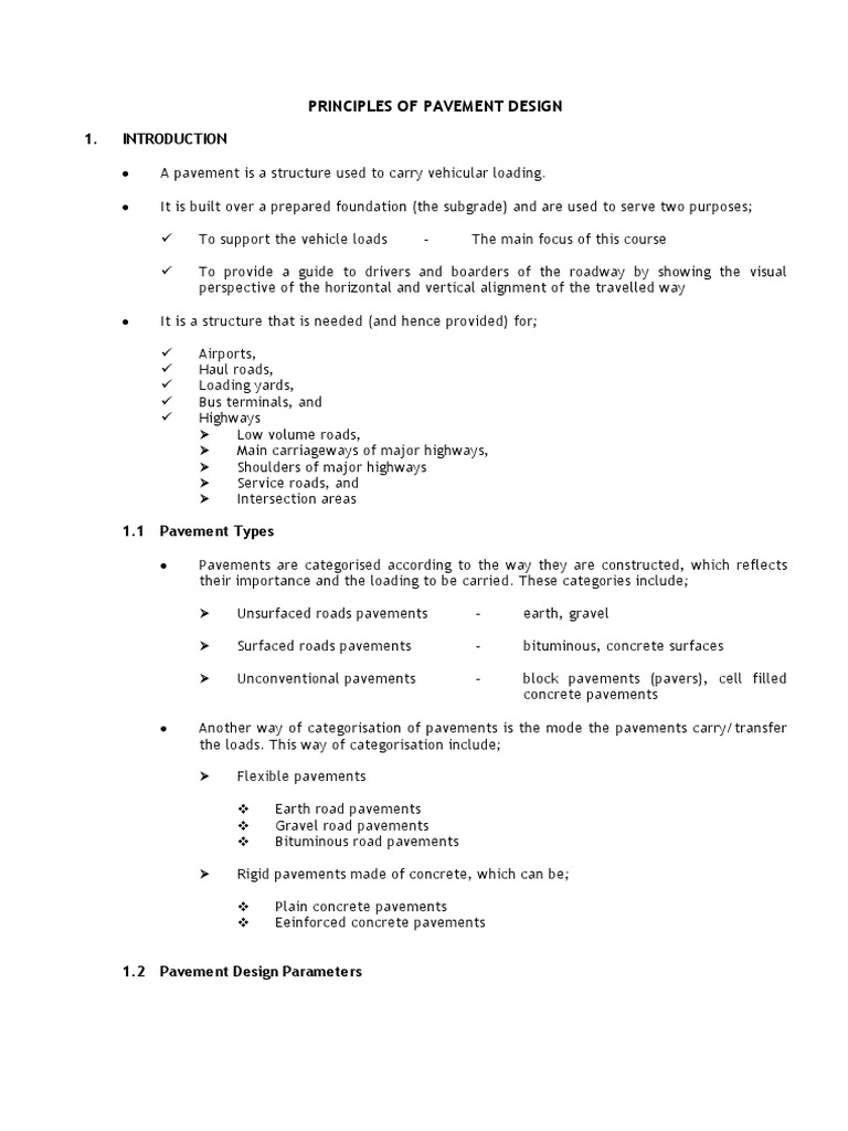 L01 Pavement Design - Introduction Notes | PDF | Road Surface | Road