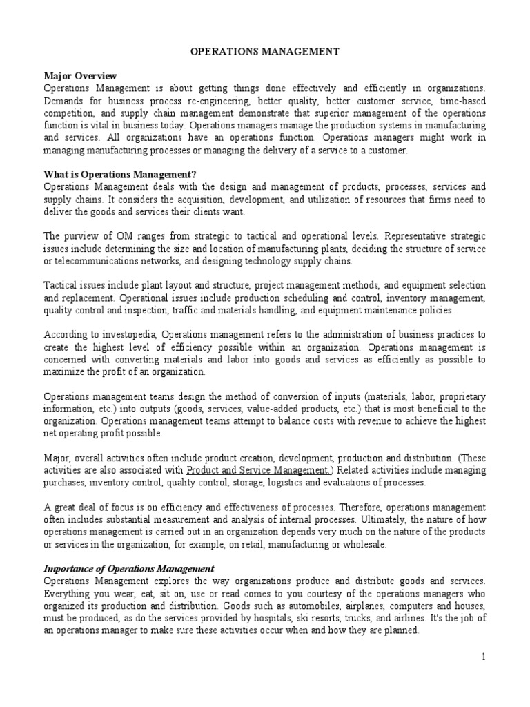 Operations Management | PDF | Operations Management | Supply Chain