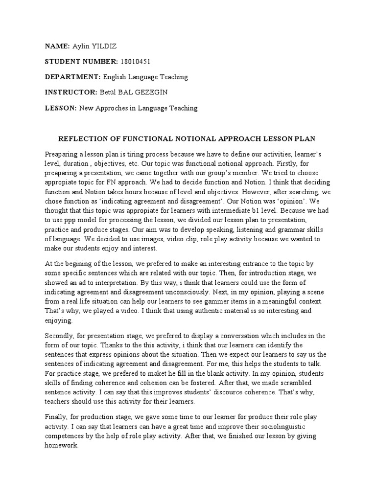 Reflection | PDF | Language Education | Lesson Plan