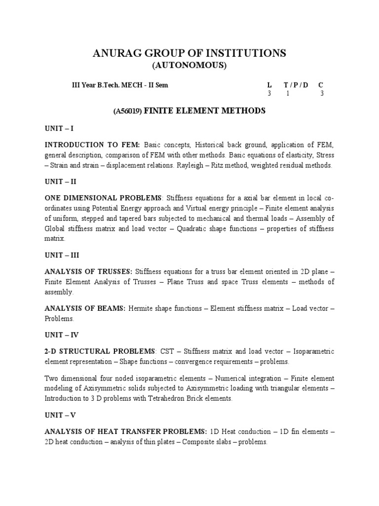 Finite Element Methods | PDF | Finite Element Method | Matrix (Mathematics)