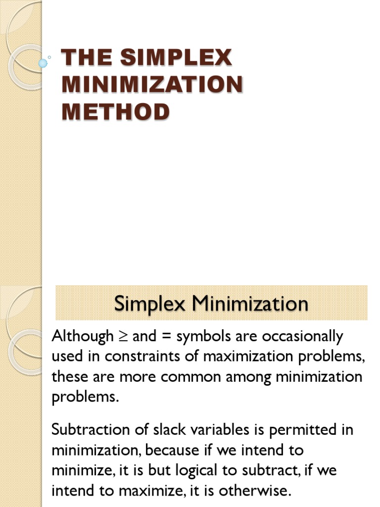 The Simplex Minimization Method | PDF | Mathematical Optimization | Variable (Mathematics)