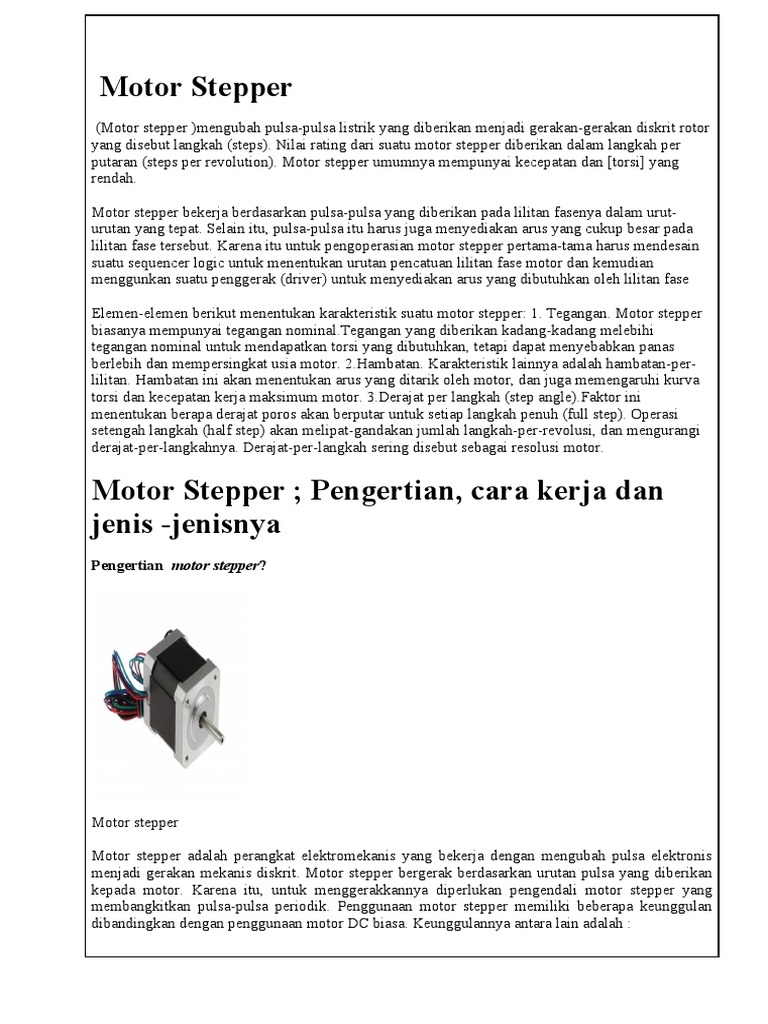 Motor Stepper | PDF | Teknologi & Rekayasa