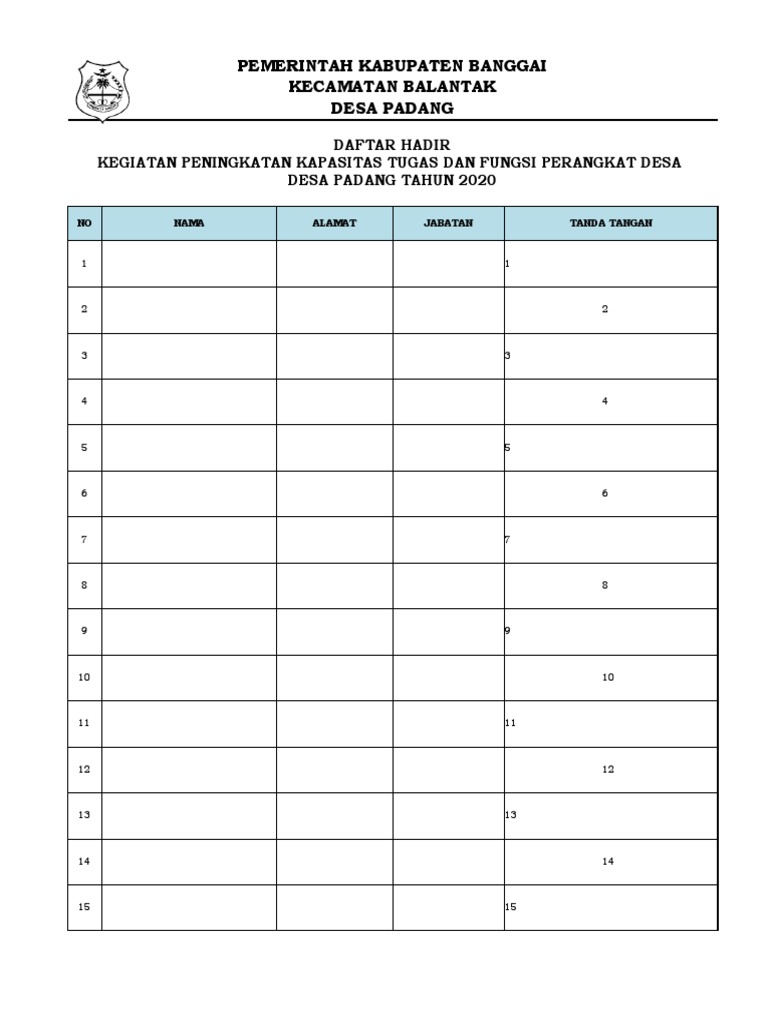 DAFTAR HADIR Rapat | PDF