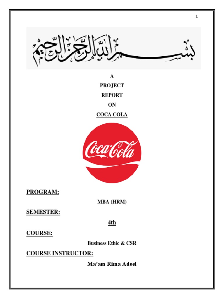 A Project ON Coca Cola: Program | PDF | Coca Cola | The Coca Cola Company