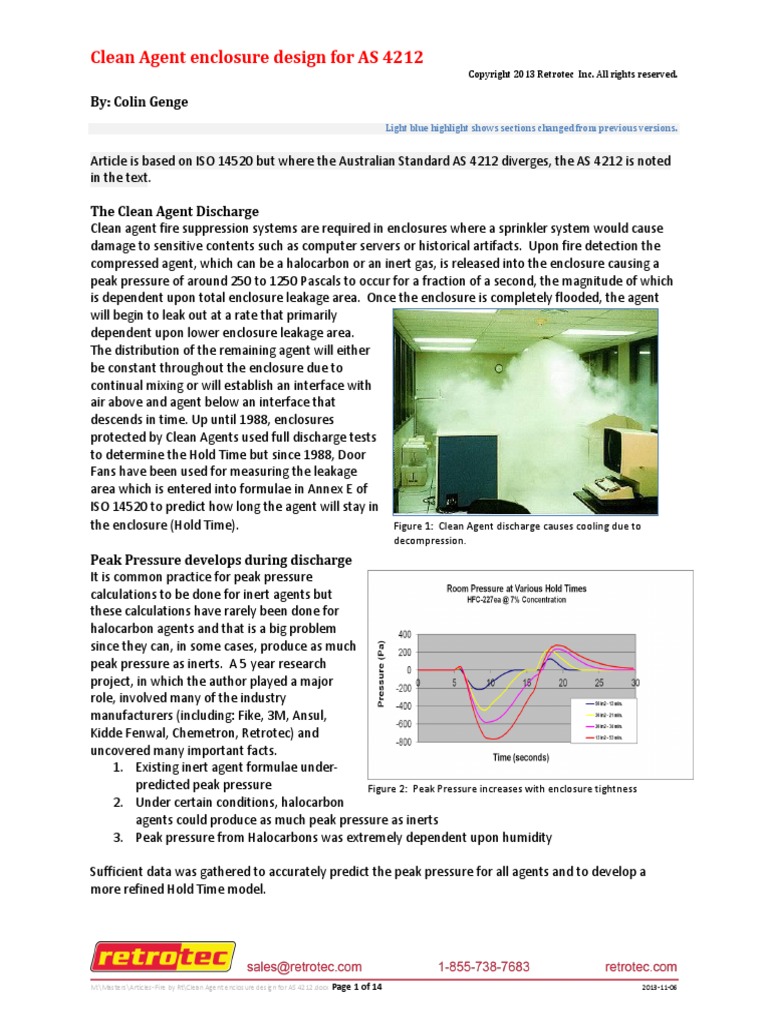 Clean Agent Enclosure Design For As 4212 | PDF | Door | Pressure