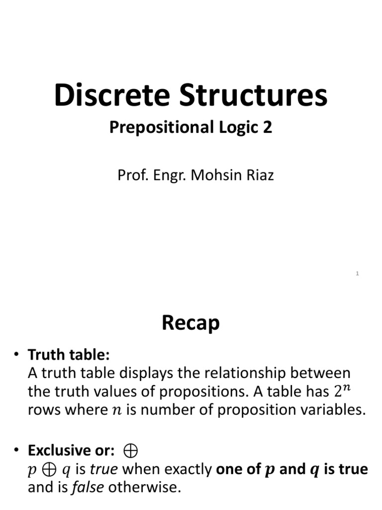 Lec4 Discrete April13 Propositional Logic 2 | PDF | If And Only If ...