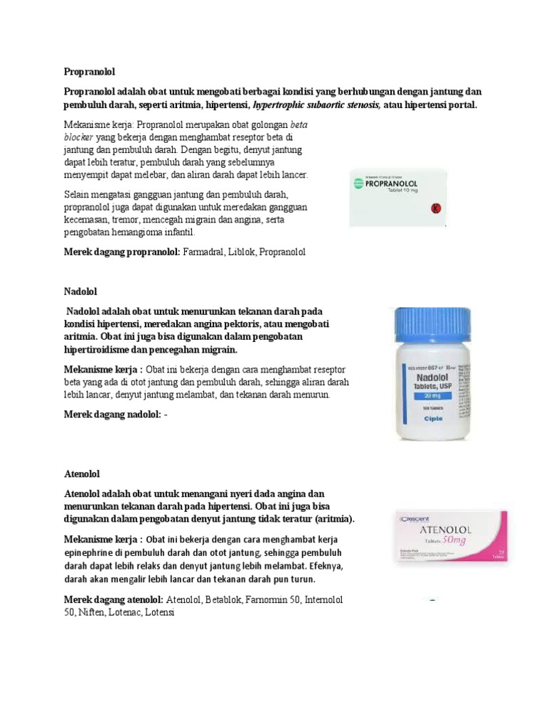 Propranolol: Obat dan Mekanisme Kerja | PDF