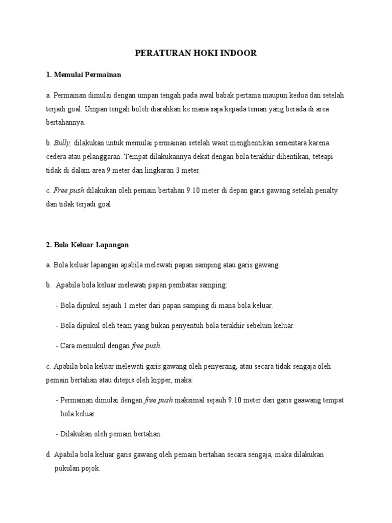PERATURAN HOKI INDOOR-haris | PDF