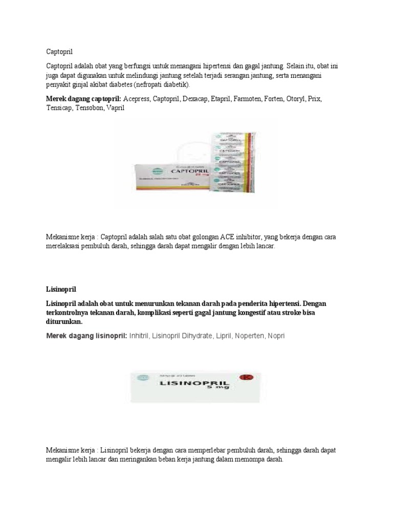 Captopril dan Lisinopril: Obat Hipertensi | PDF