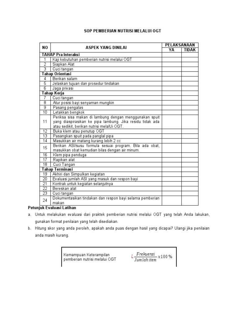 Sop Pemberian Nutrisi Melalui Ogt | PDF