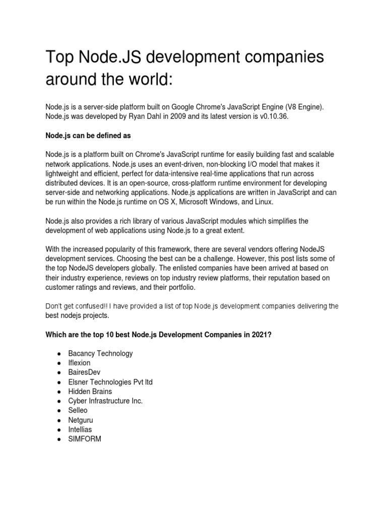 Top Node - Js Development Companies Around The World | PDF