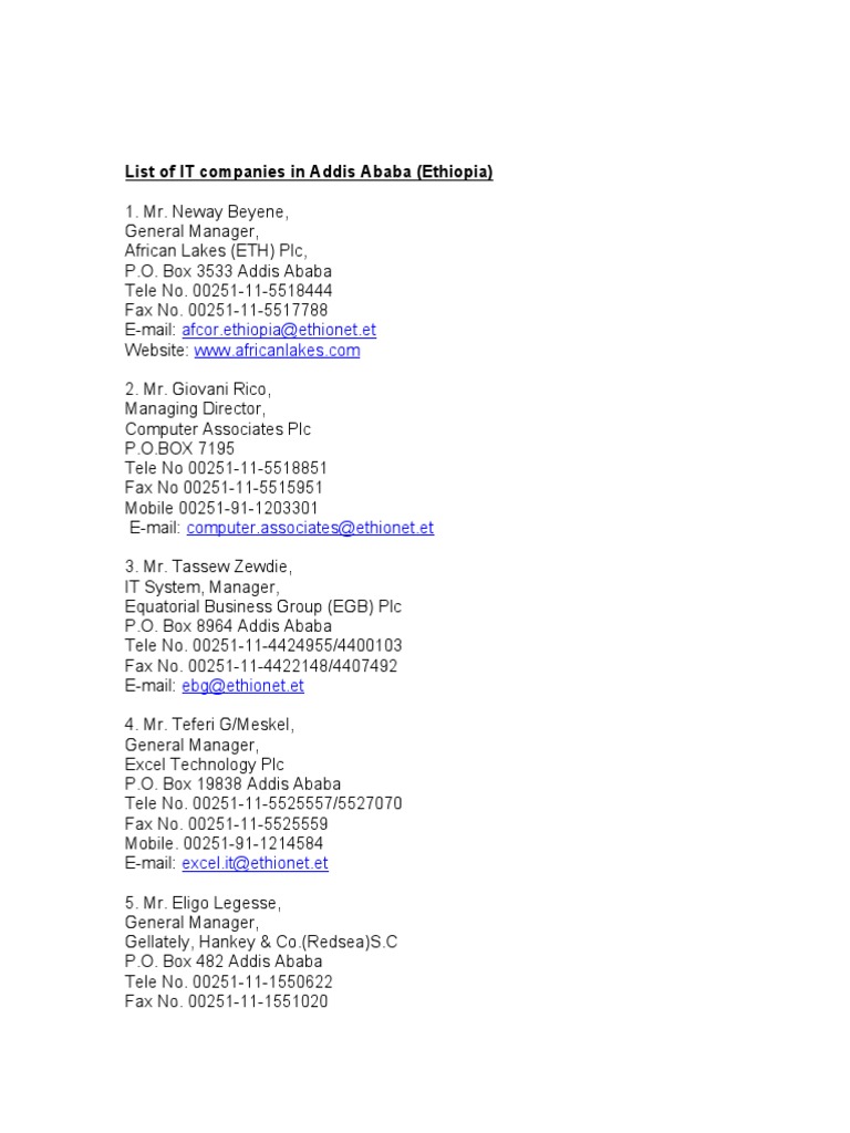 Top IT Companies in Addis Ababa | PDF | Ethiopia | Financial Services ...