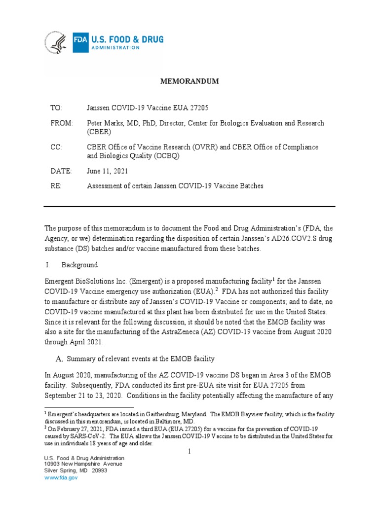 Janssen Memo To File - GMP 2 4 and 5-9-06.11 PDF | PDF | Food And Drug ...