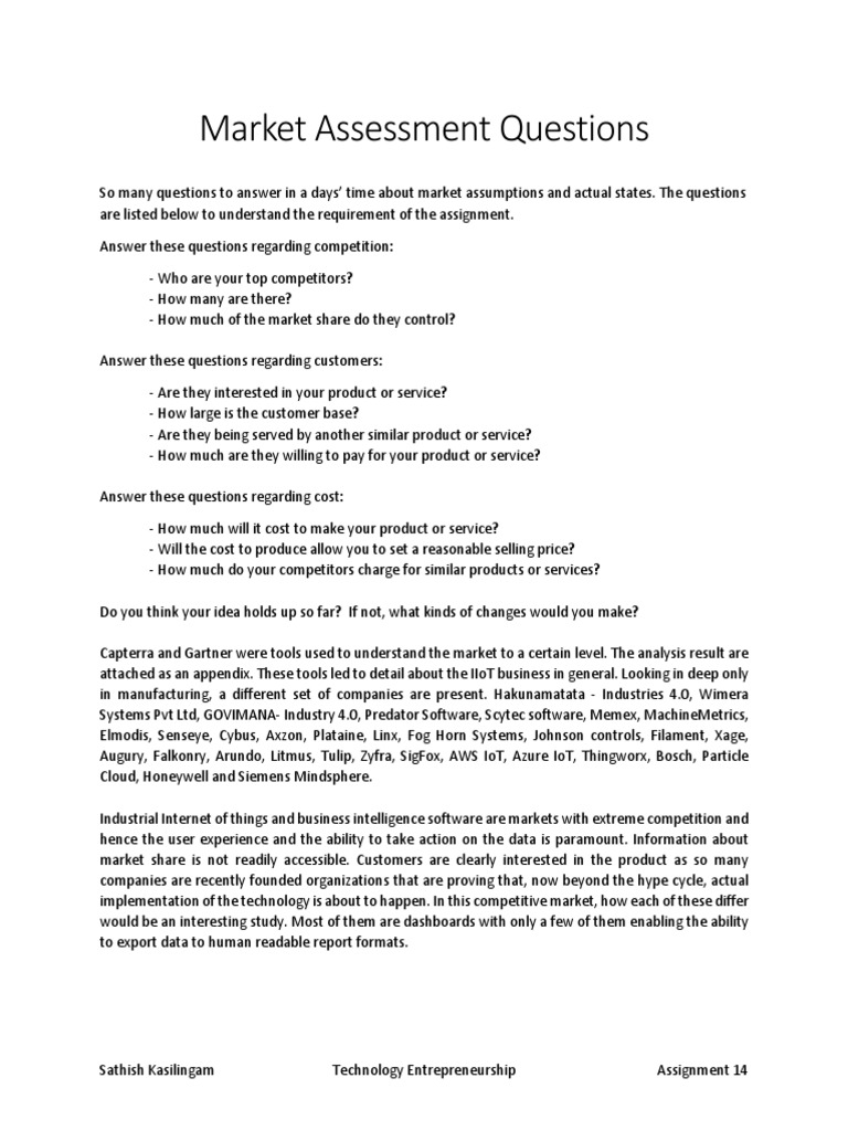 Market Assessment Questions for IIoT | PDF | Pricing | Business ...